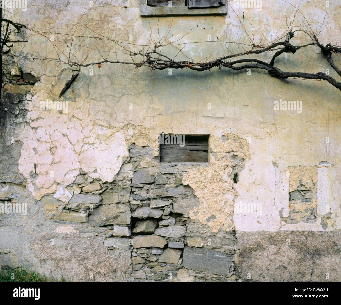 crumbling flaking break stone wall house home wall crumbling plaster ...