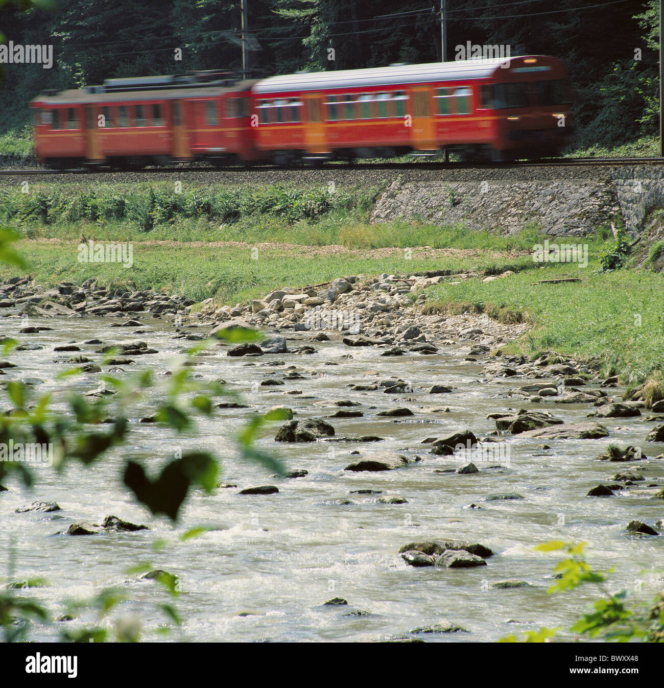 railway Switzerland Europe Sihltalbahn railroad brook canton Zurich ...