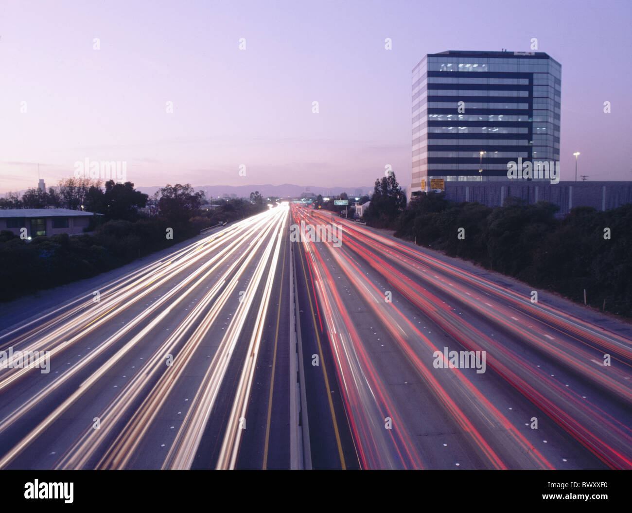 highways highway night light tracks at night traffic Stock Photo - Alamy