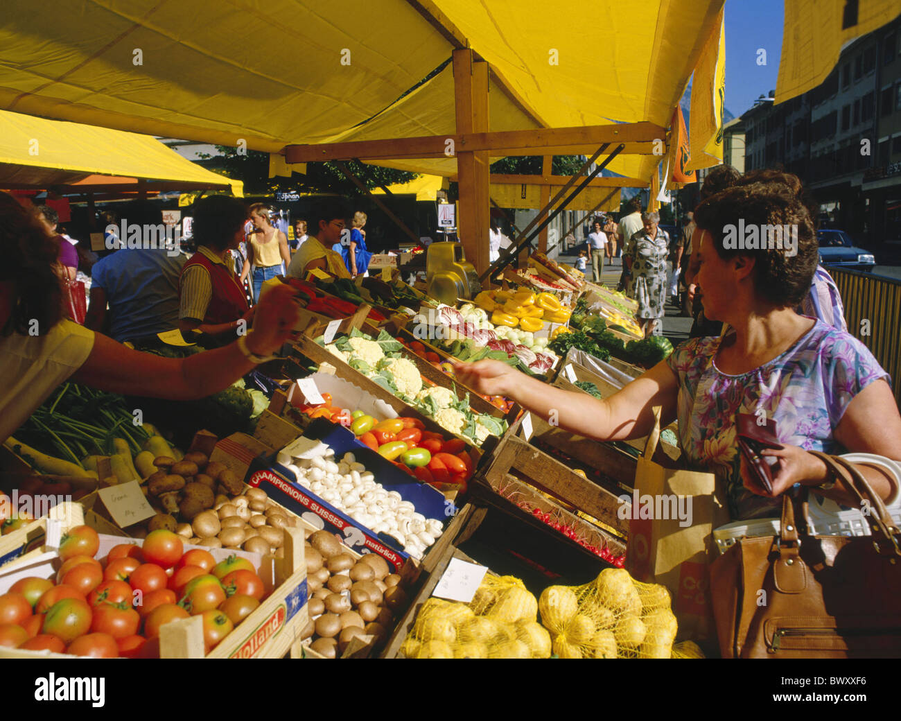 women vegetables trade commerce market stall food groceries market make ...