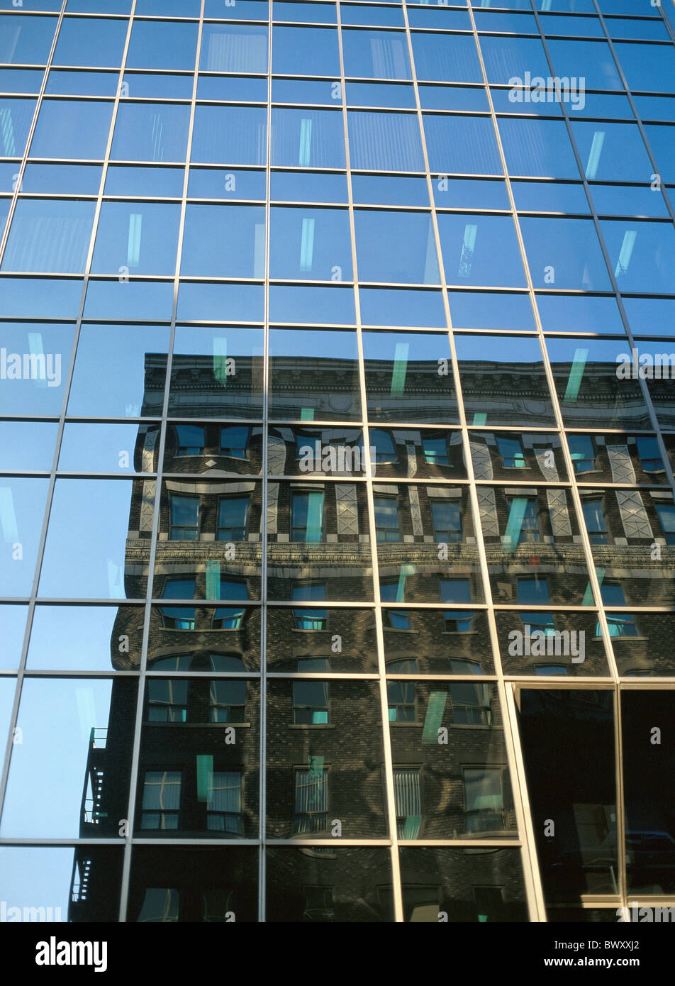 facade reflection building construction old new glass facade Stock ...