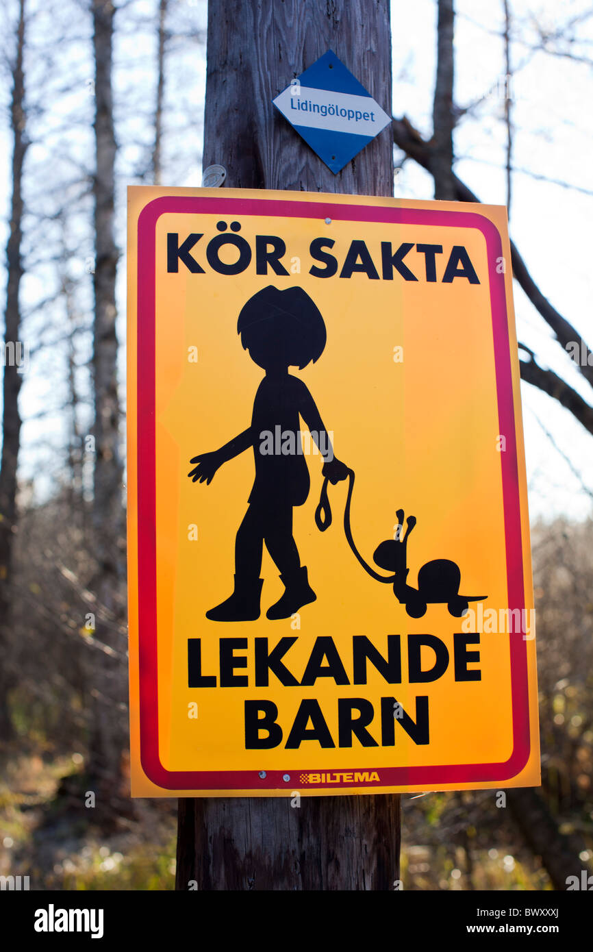 Warning sign (Sweden Stock Photo - Alamy