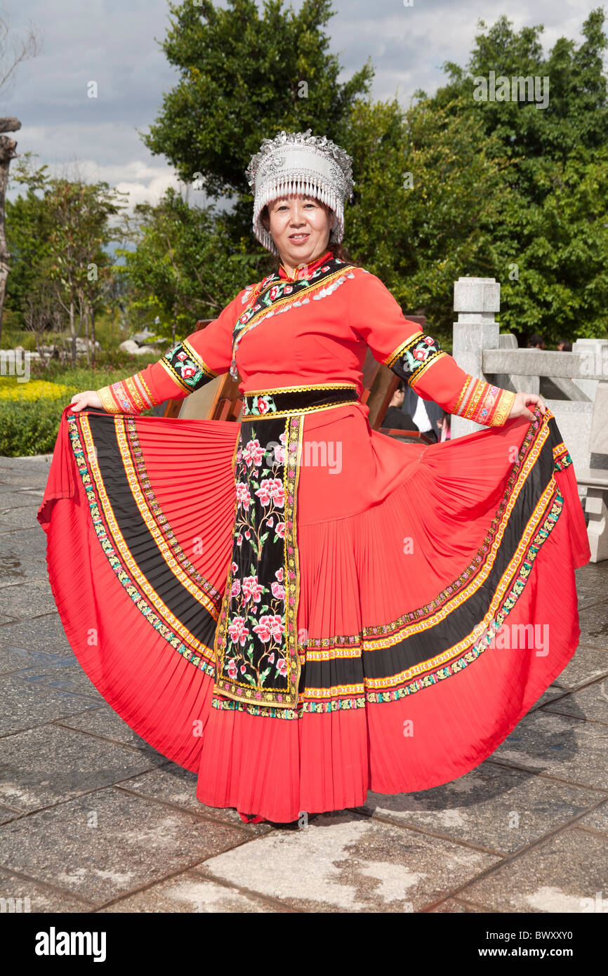 Asia, China, Yunnan Woman In Tibetan Dress WithTibetan Traditional ...