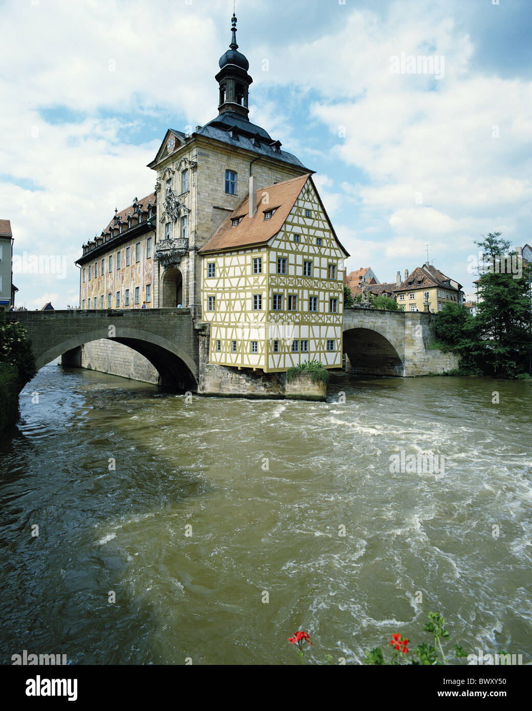Bamberg Old Town city hall bridge Germany Europe Bavaria timber-framed ...