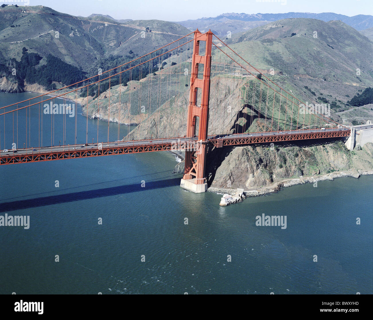 bridge pillar Golden gate bridge bridge aerial photo San Francisco USA ...