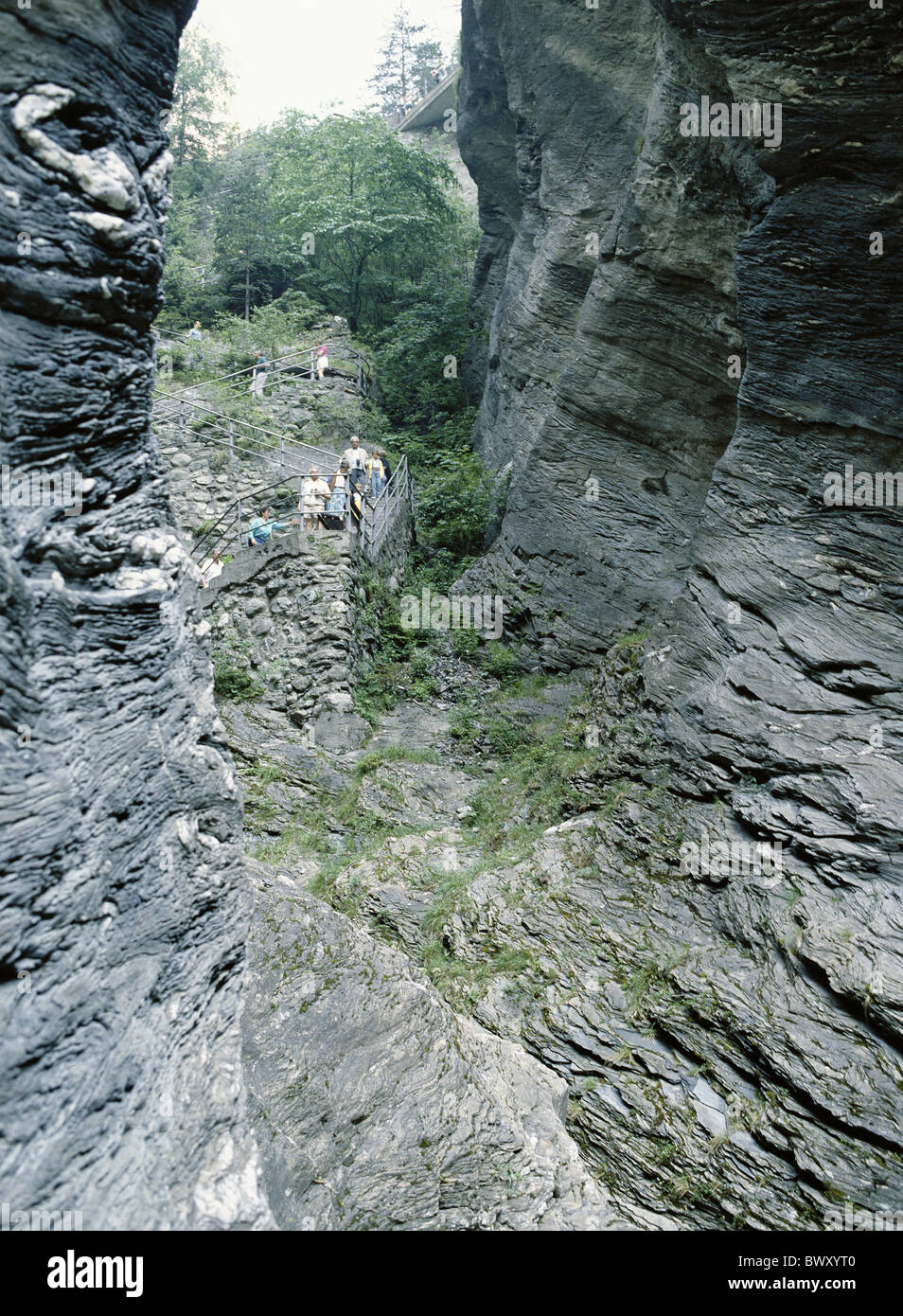 near Thusis visitor scenery gulch via Mala Switzerland Europe Stock ...