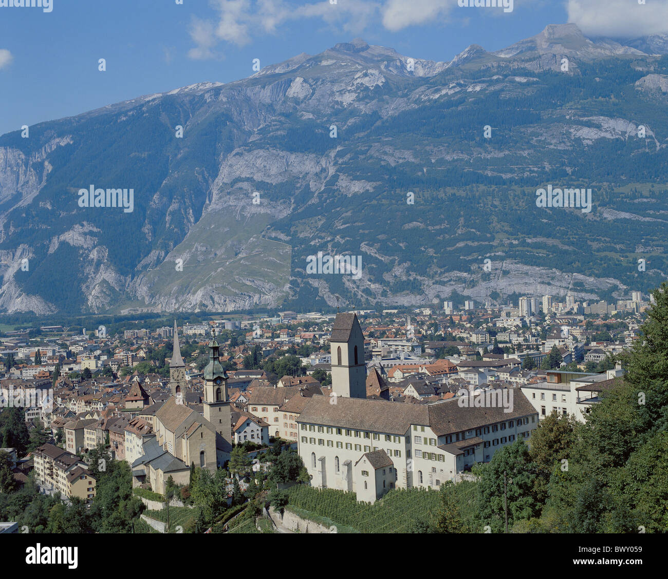 Switzerland Europe Graubunden Grisons Chur overview Stock Photo - Alamy