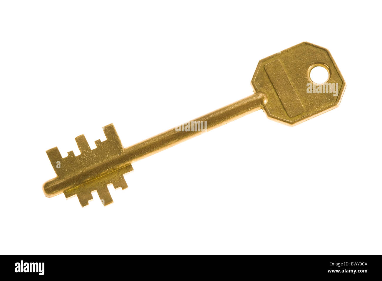 Image of metal key over white background Stock Photo - Alamy