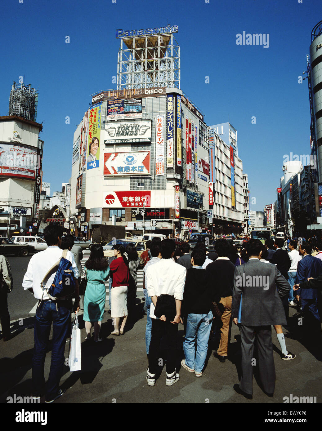 pedestrian Japan Asia crossroad intersection life advertisement Shibuya ...