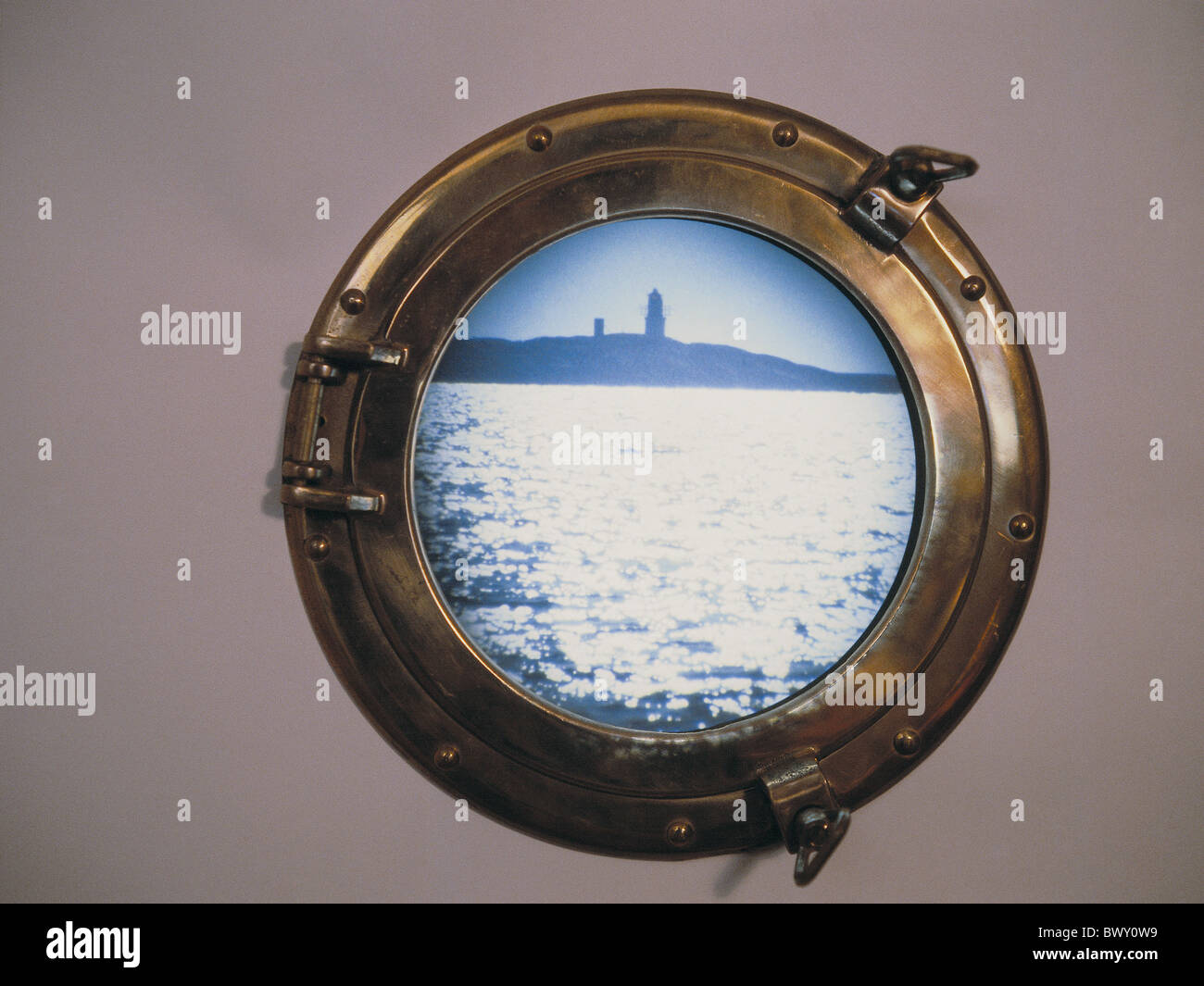 ship detail porthole inside view water coast lighthouse Stock Photo - Alamy