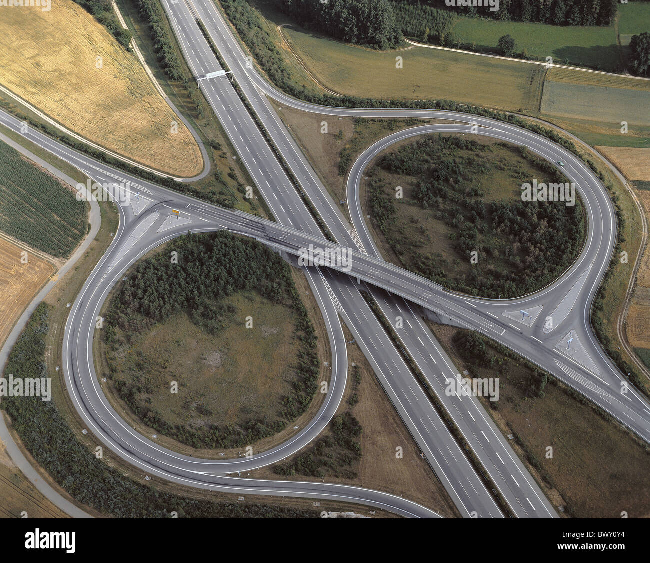 highway Germany Europe narrow entrance spinning top aerial photo Stock ...