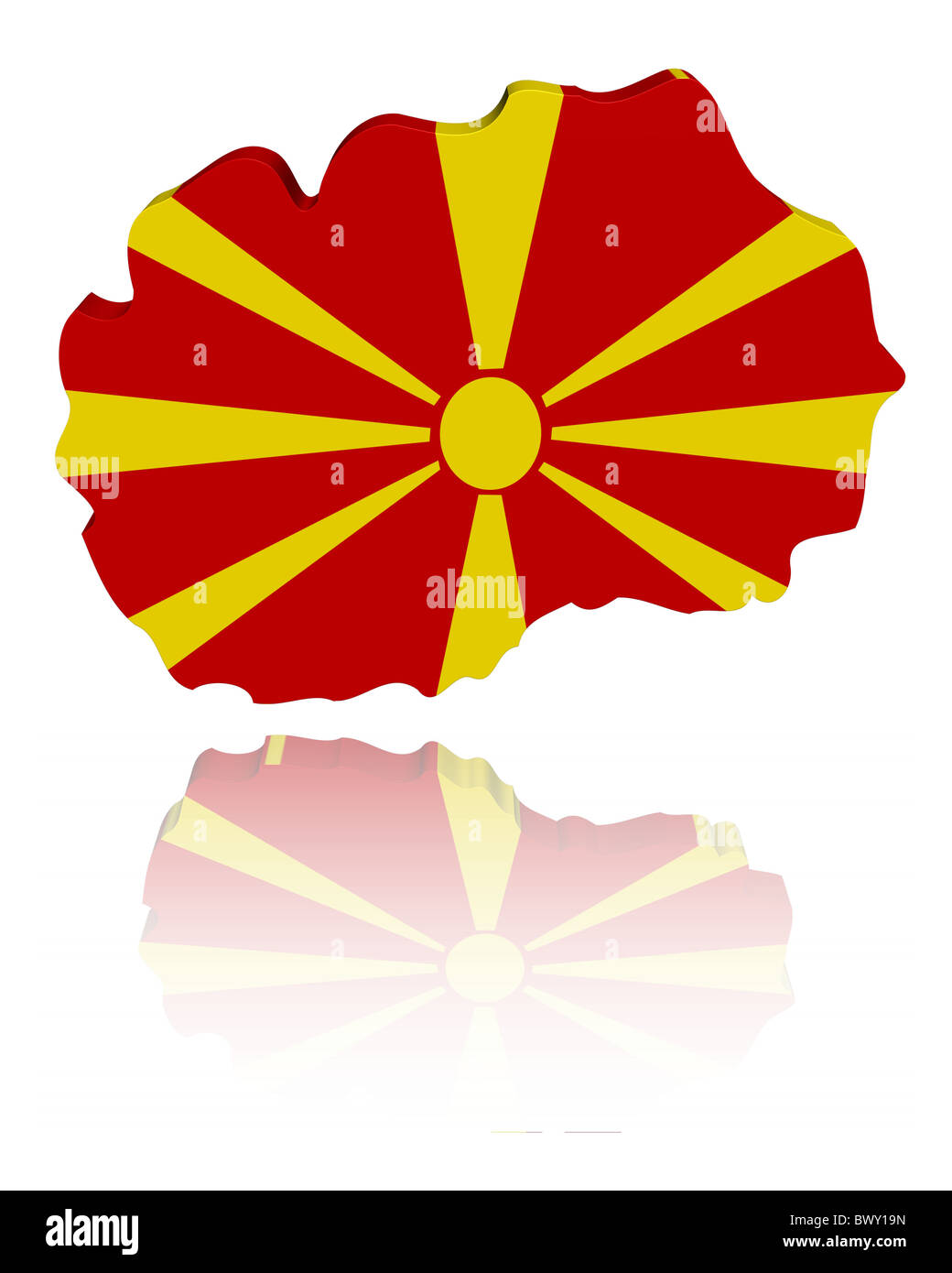 Macedonia map flag 3d render with reflection illustration Stock Photo ...