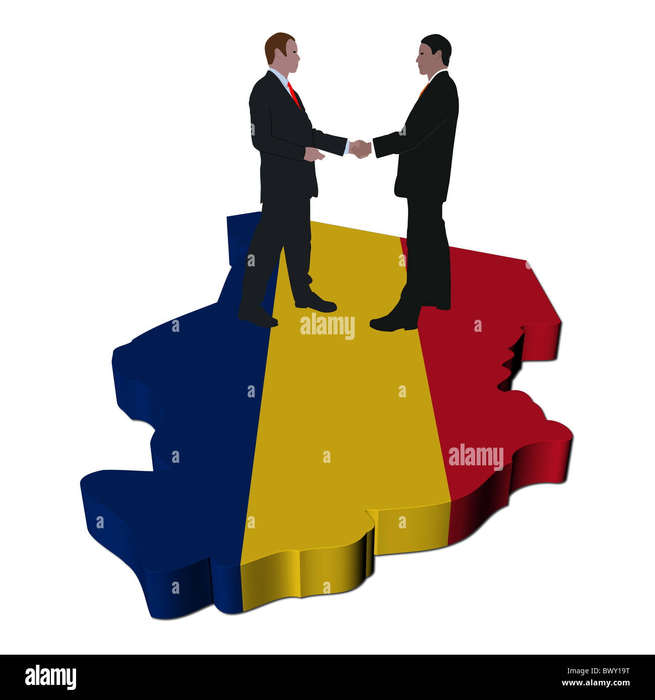 Business people shaking hands on Chad map flag illustration Stock Photo ...