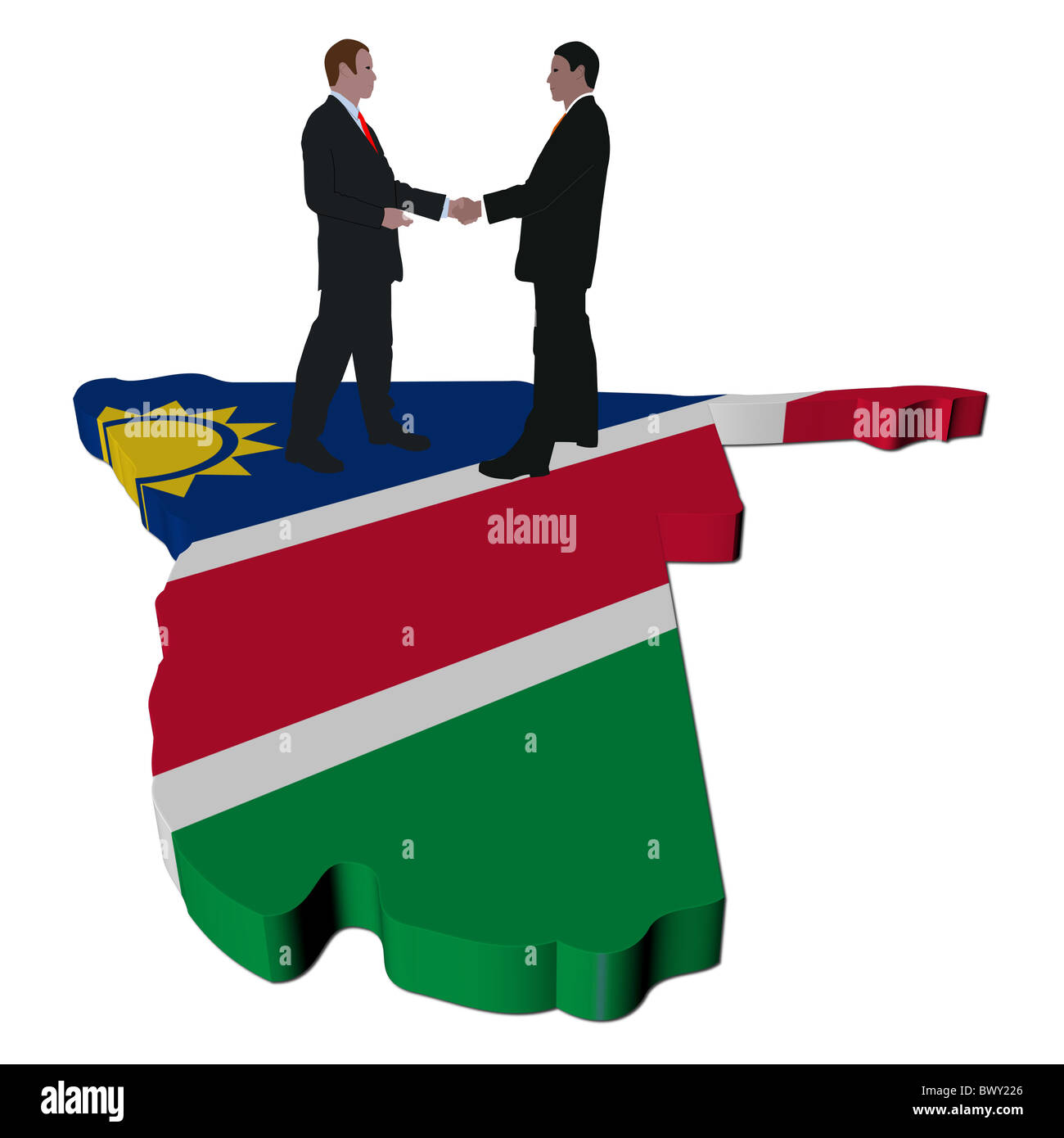 Business people shaking hands on Namibia map flag illustration Stock ...