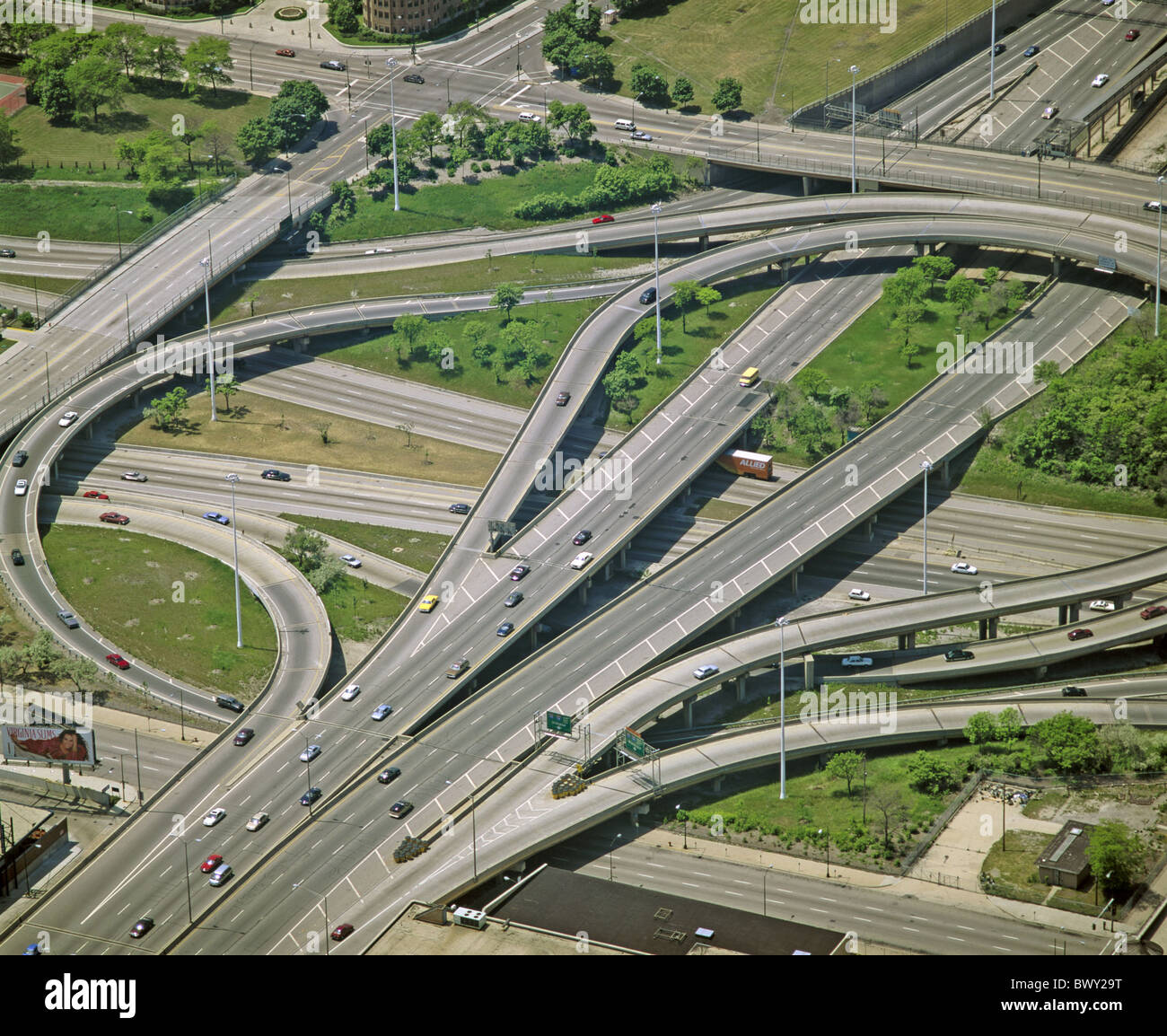 highway interchange Chicago Freeways Junction overview USA America ...
