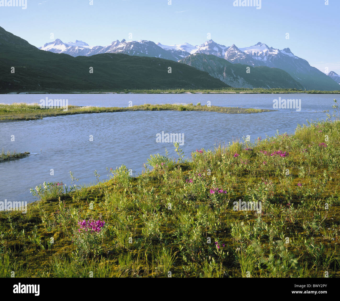 Alaska Chigmit Mountains lake Clark national park lake sea Summit lake ...