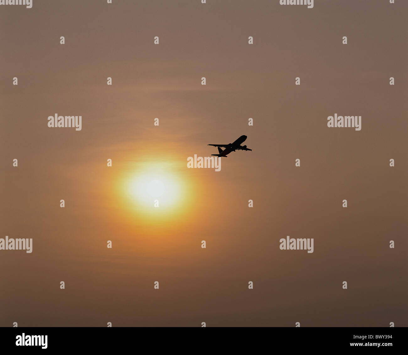 jet jet airplane atmospheric sundown back light in flight airplane fly ...