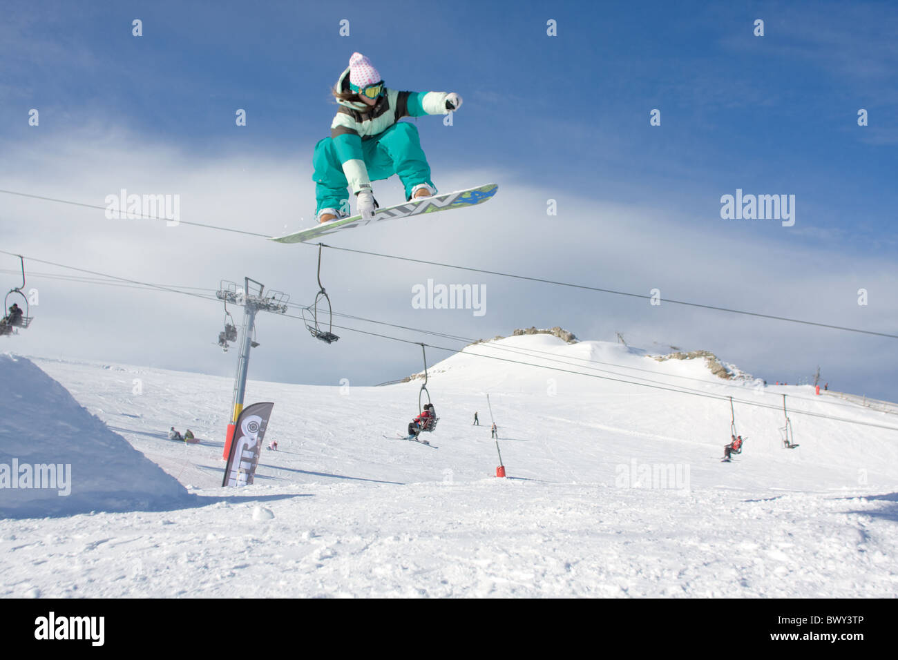 Nitro diving competition, held at the station Pajares, Spain, Asturias ...
