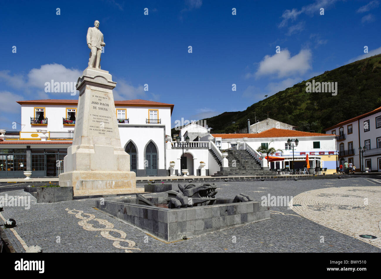 Church Square in Velas, Isle of Sao Jorge, Azores Stock Photo - Alamy