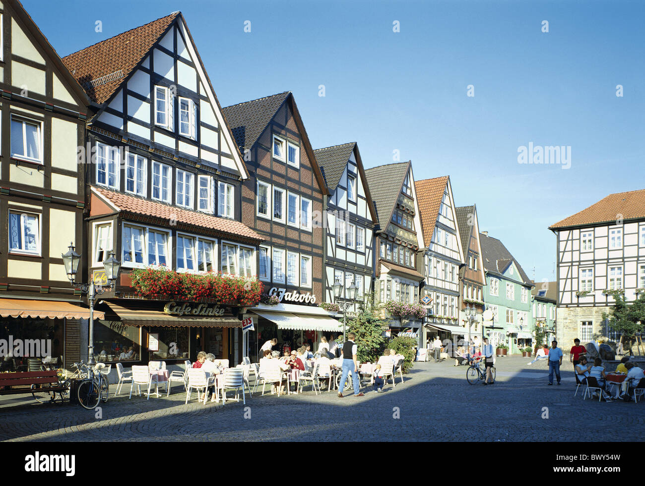 Germany Europe half-timbered facade Lower Saxony town city Rinteln half ...