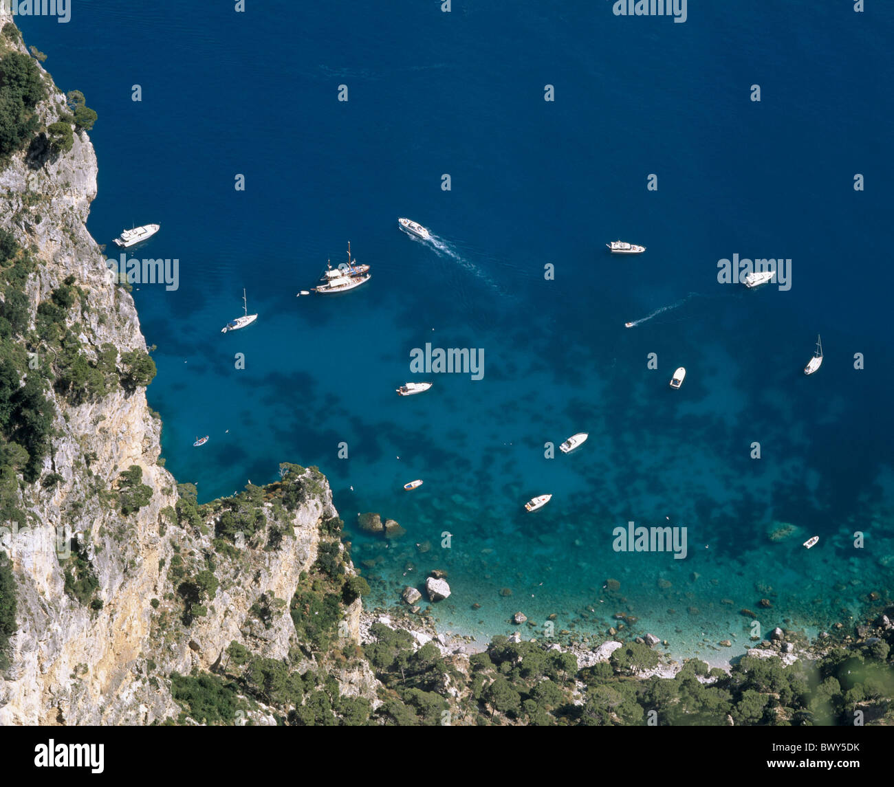 boats Capri Carena Coast Italy Europe coast sea ships overview Stock ...