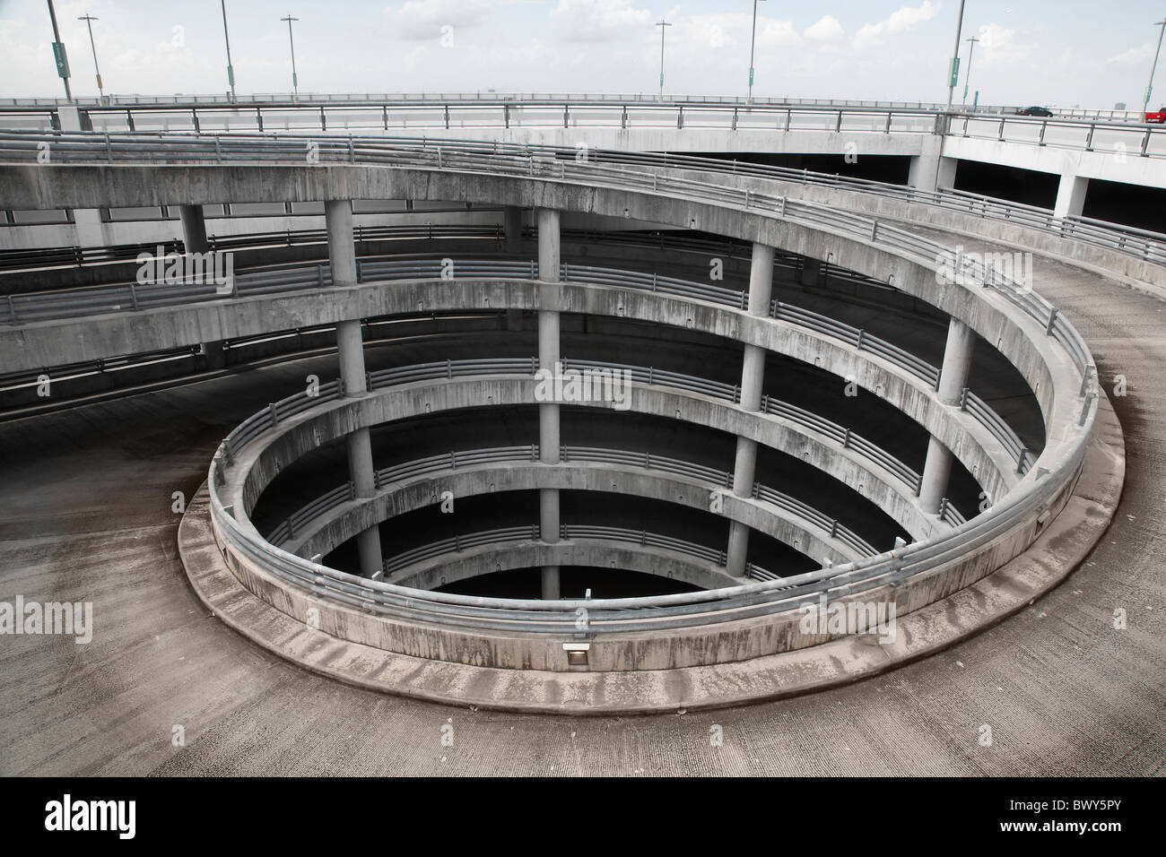 Highway and Ramp to Public Parking Garage, Houston, Texas, USA Stock ...
