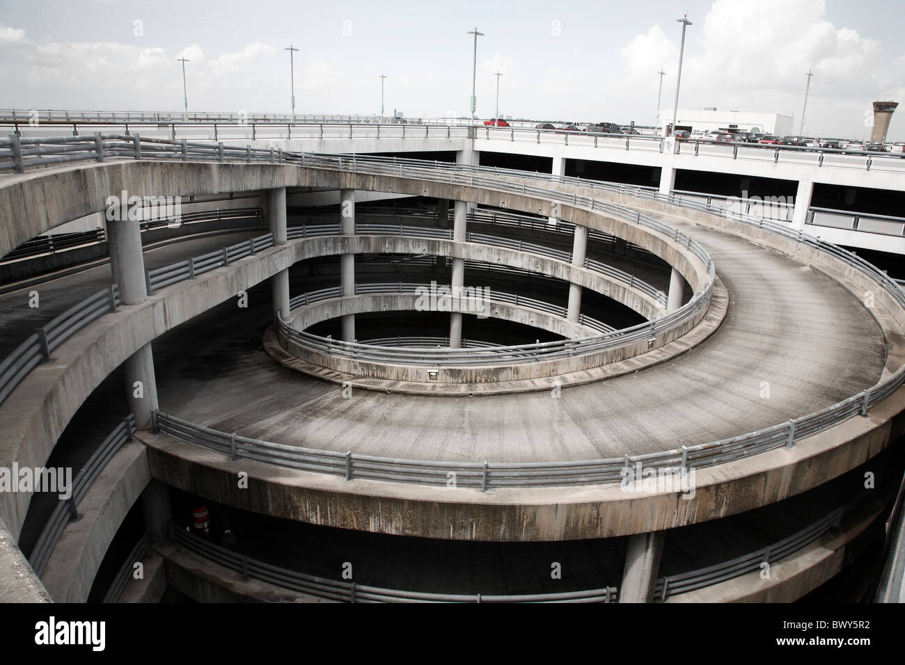 Highway and Ramp to Public Parking Garage, Houston, Texas, USA Stock ...