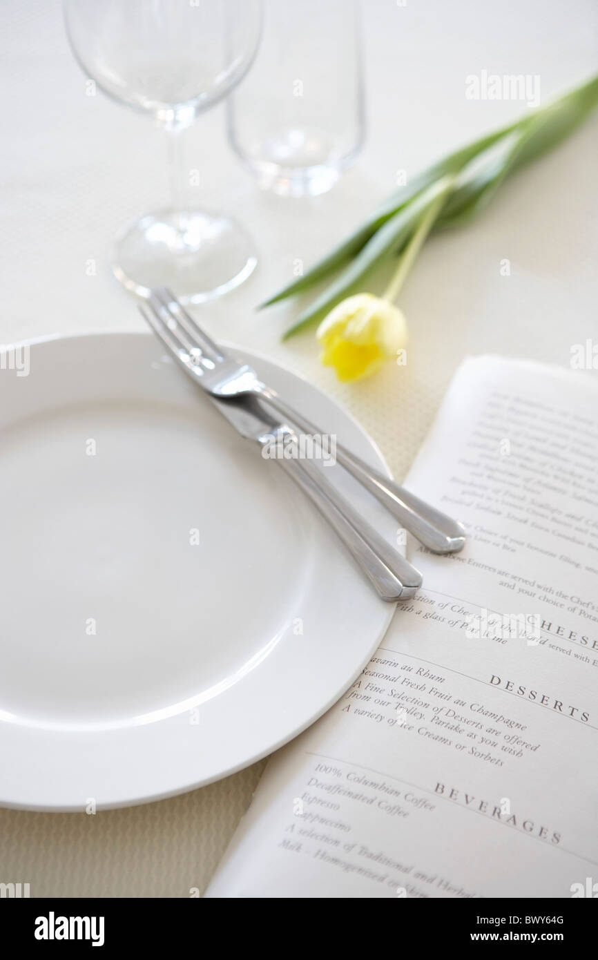Place Setting with Menu Stock Photo - Alamy