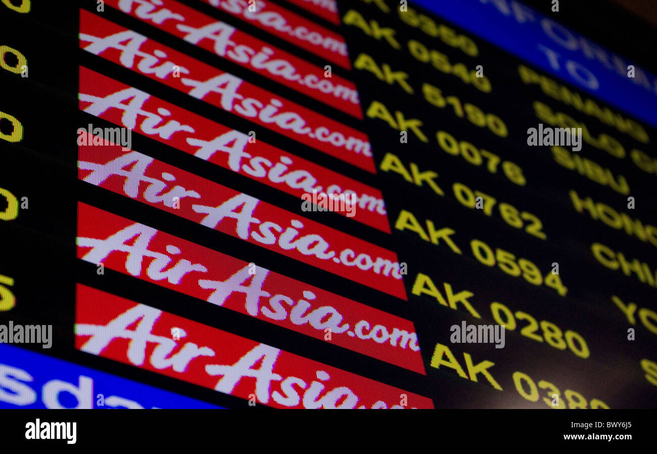flight schedule of Airasia, budget airline in asia Stock Photo - Alamy