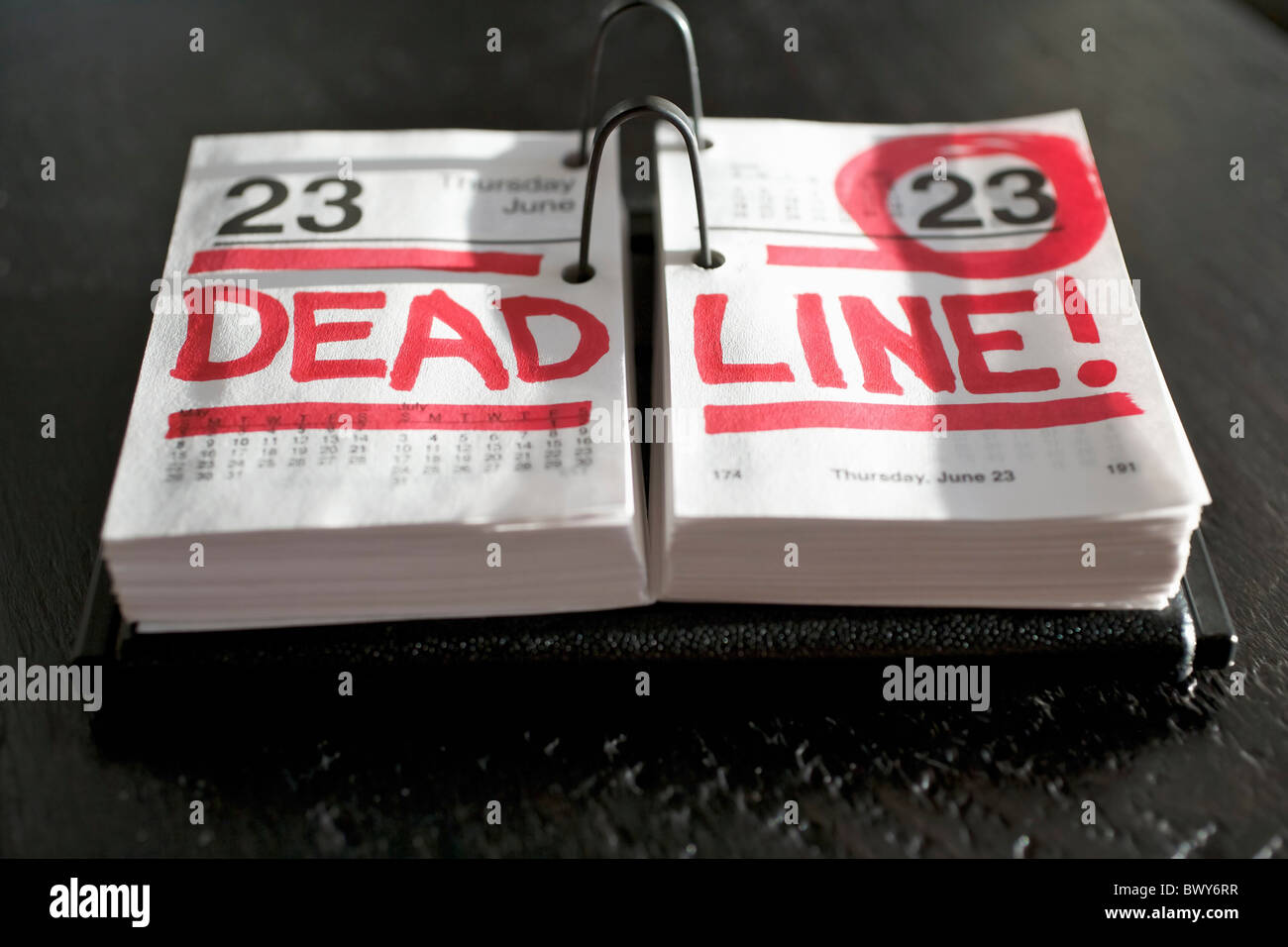 Calendar with Deadline Stock Photo - Alamy