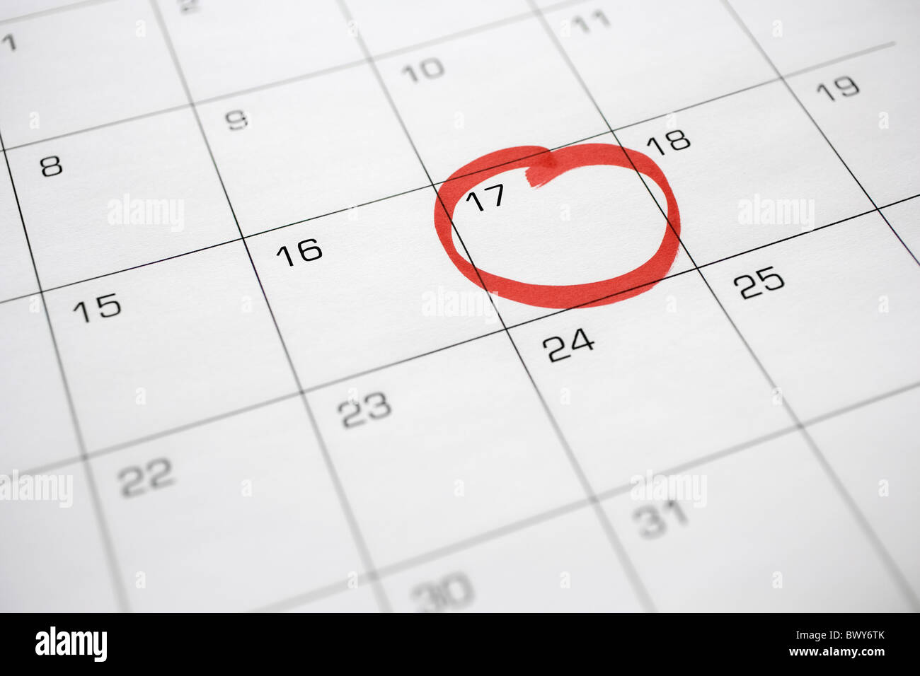 Calendar with 17th Circled Stock Photo - Alamy