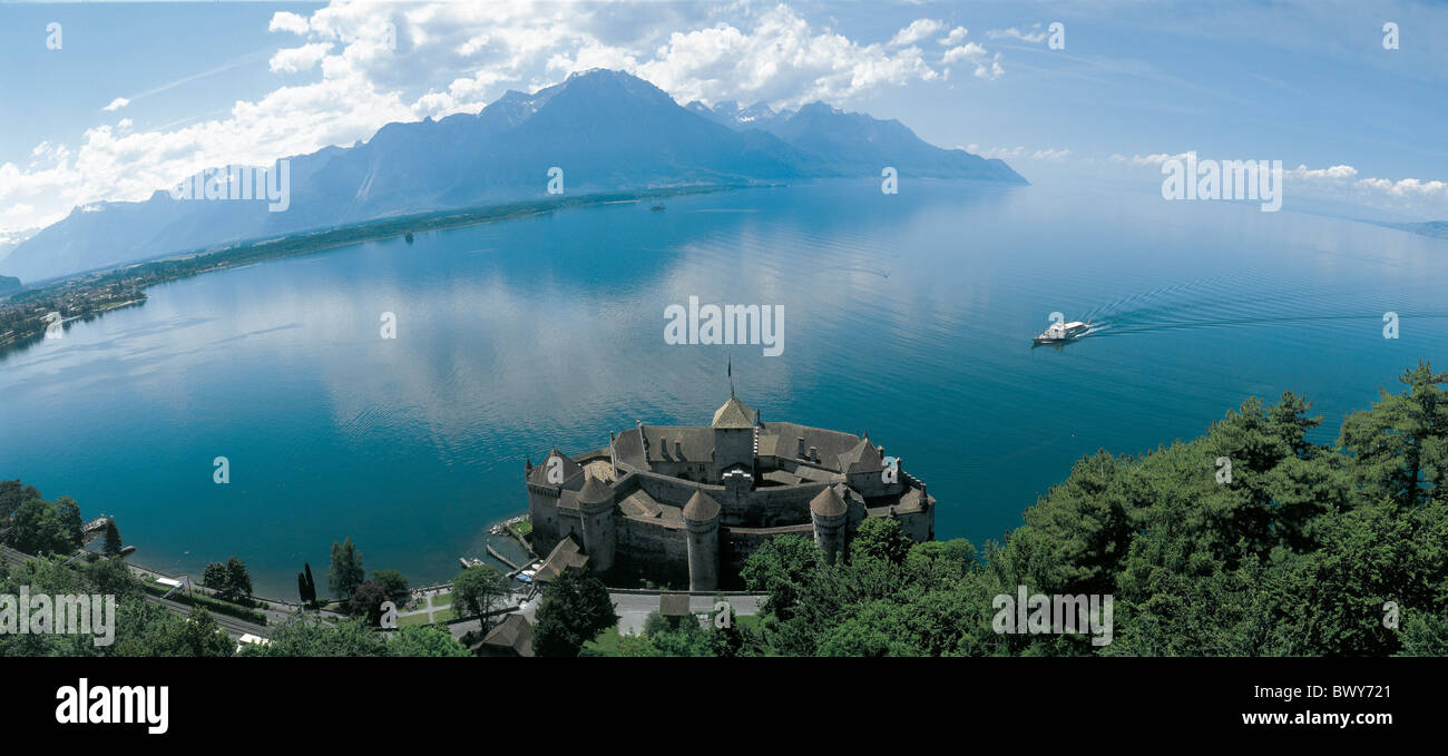 canton Vaud castle castle Chillon Lac Leman lake lake of Geneva ...