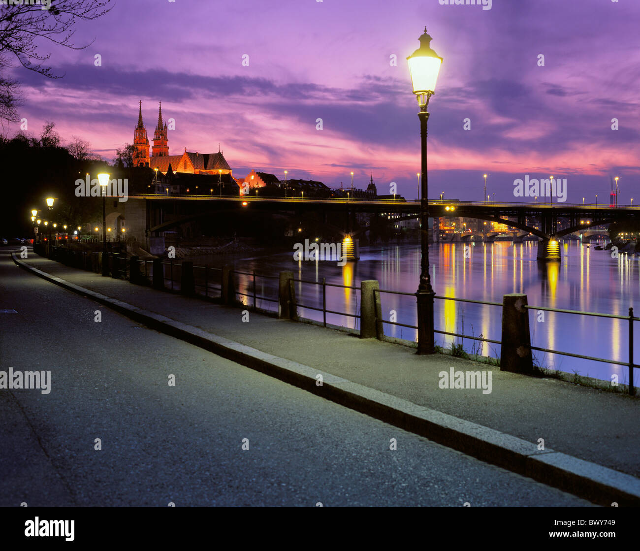 Rhine River Bridge Promenade Basel High Resolution Stock Photography ...