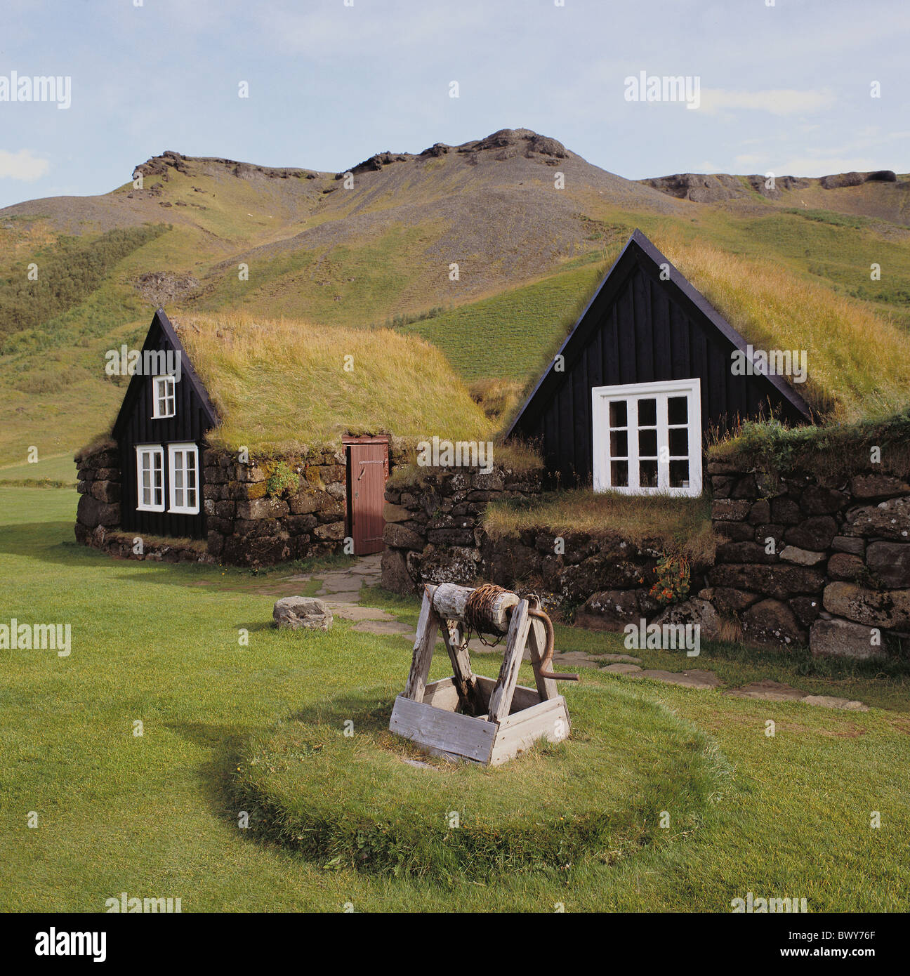 Iceland Skogar folk museum traditional houses homes wells Stock Photo ...