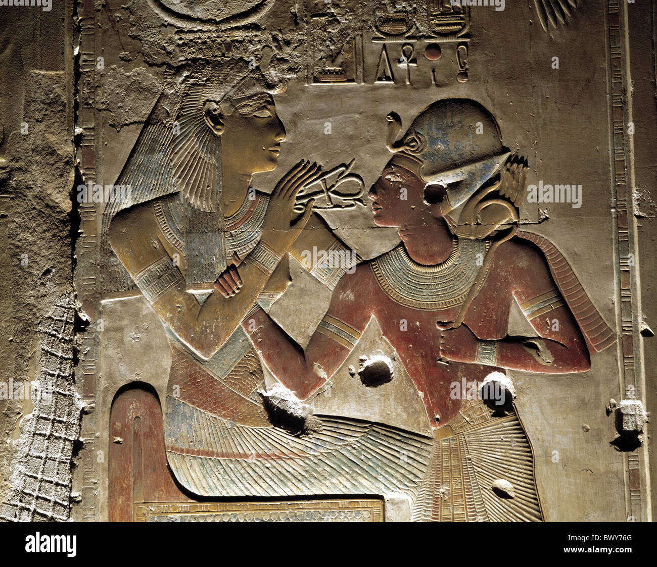 Abydos Egypt North Africa hieroglyphics relief Sethos I temple Stock ...