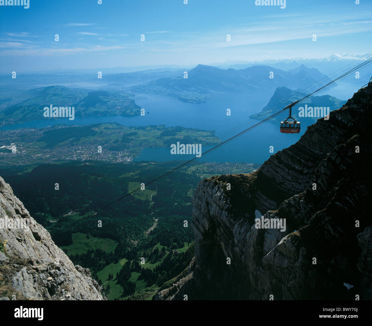 aerial cable railway cable railway canton Lucerne central Switzerland ...