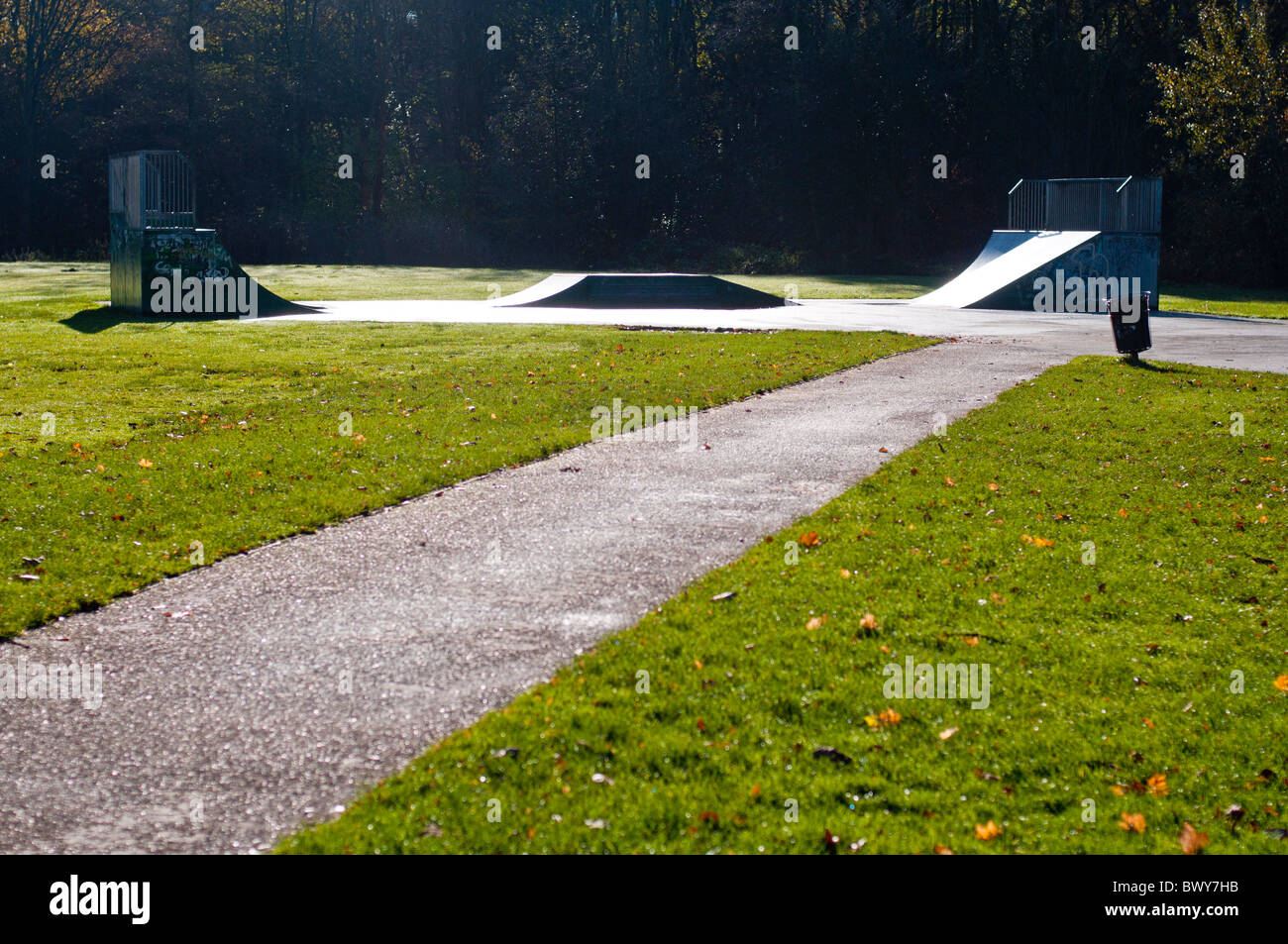 Skateboarding Ramp in Park, Wilmslow, UK Stock Photo - Alamy