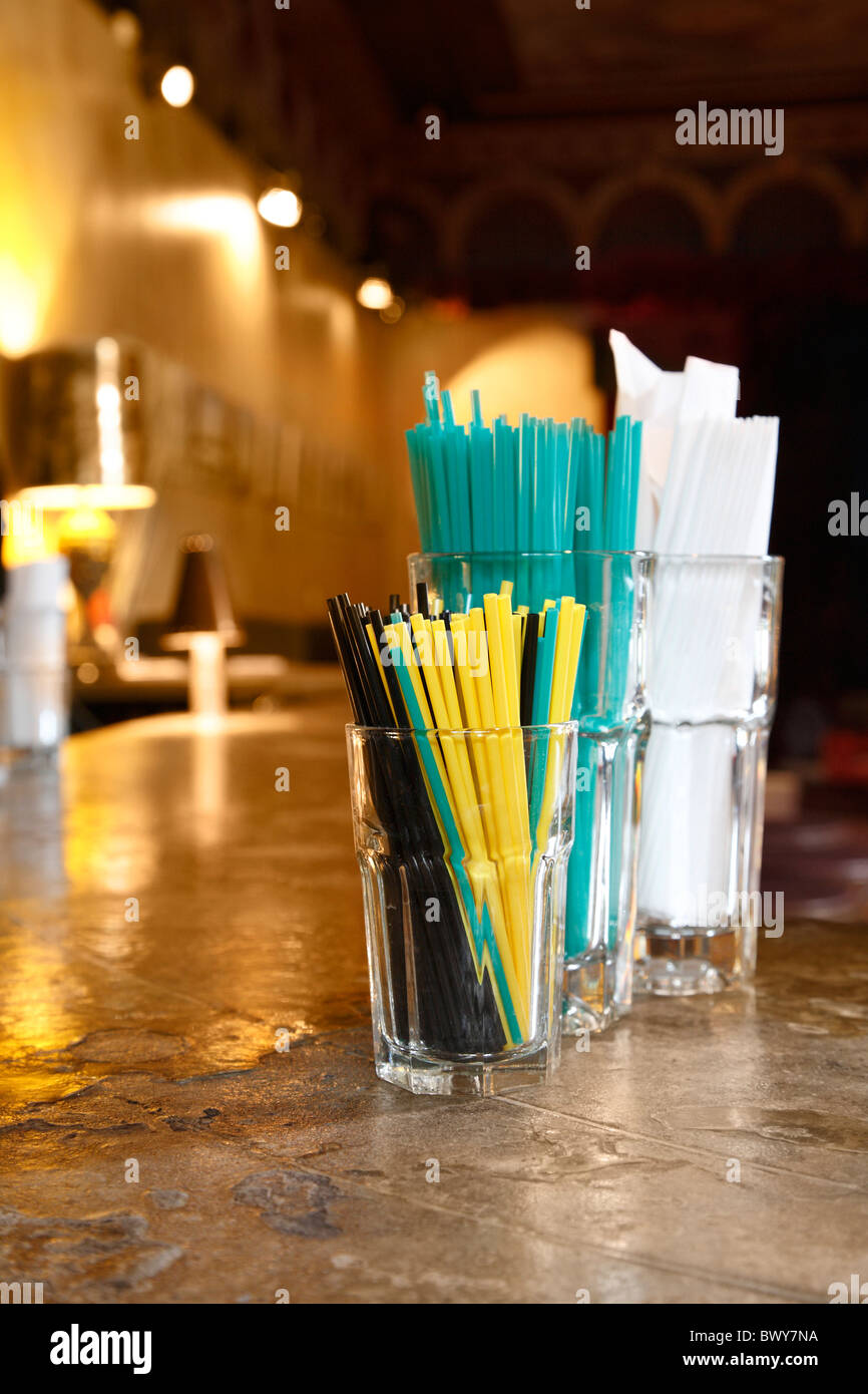 Straws in Restaurant Stock Photo - Alamy