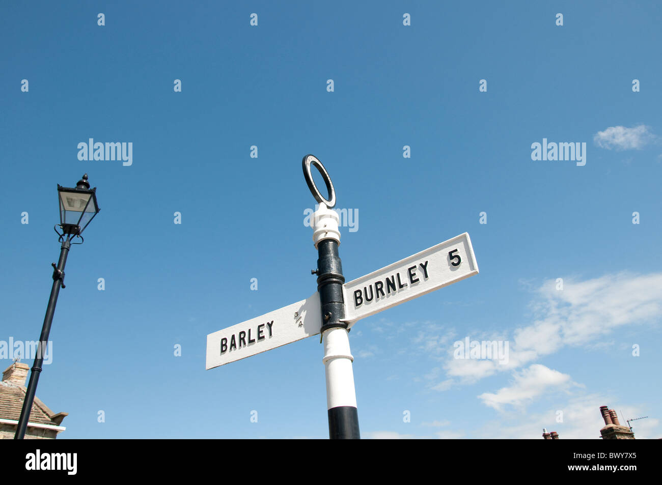 Sign post in Newchurch in Pendle on Pendle Hill area in Lancashire in ...