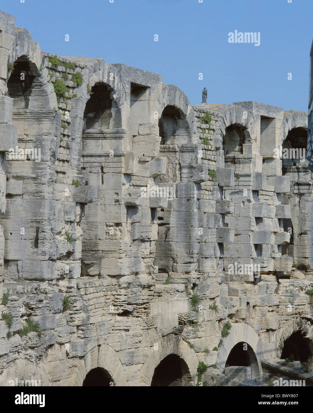 France Europe Provence Arles Roman theater detail encirclement wall ...
