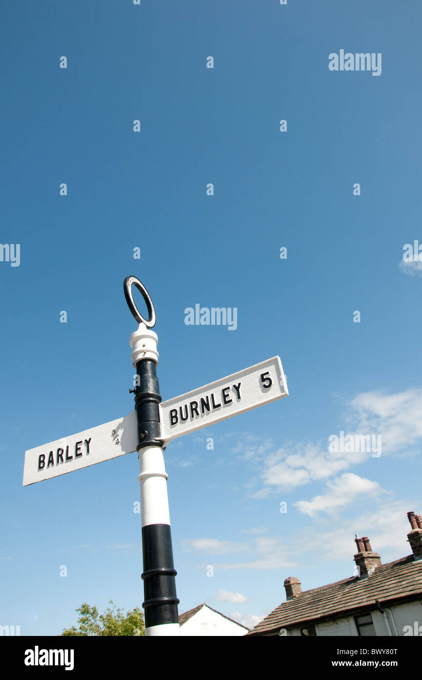 Sign post in Newchurch in Pendle on Pendle Hill area in Lancashire in ...