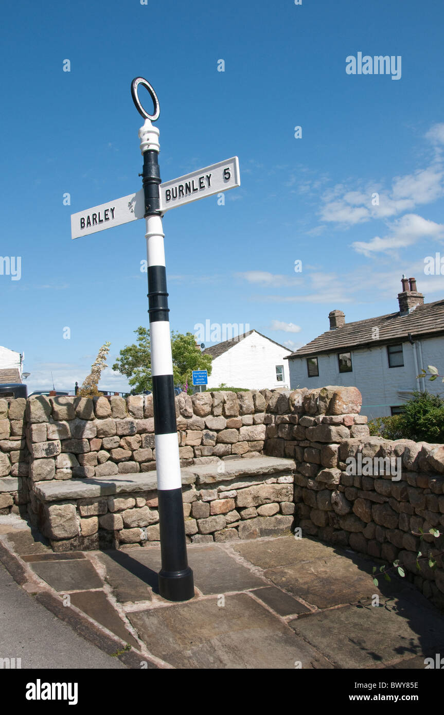 Sign post in Newchurch in Pendle on Pendle Hill area in Lancashire in ...