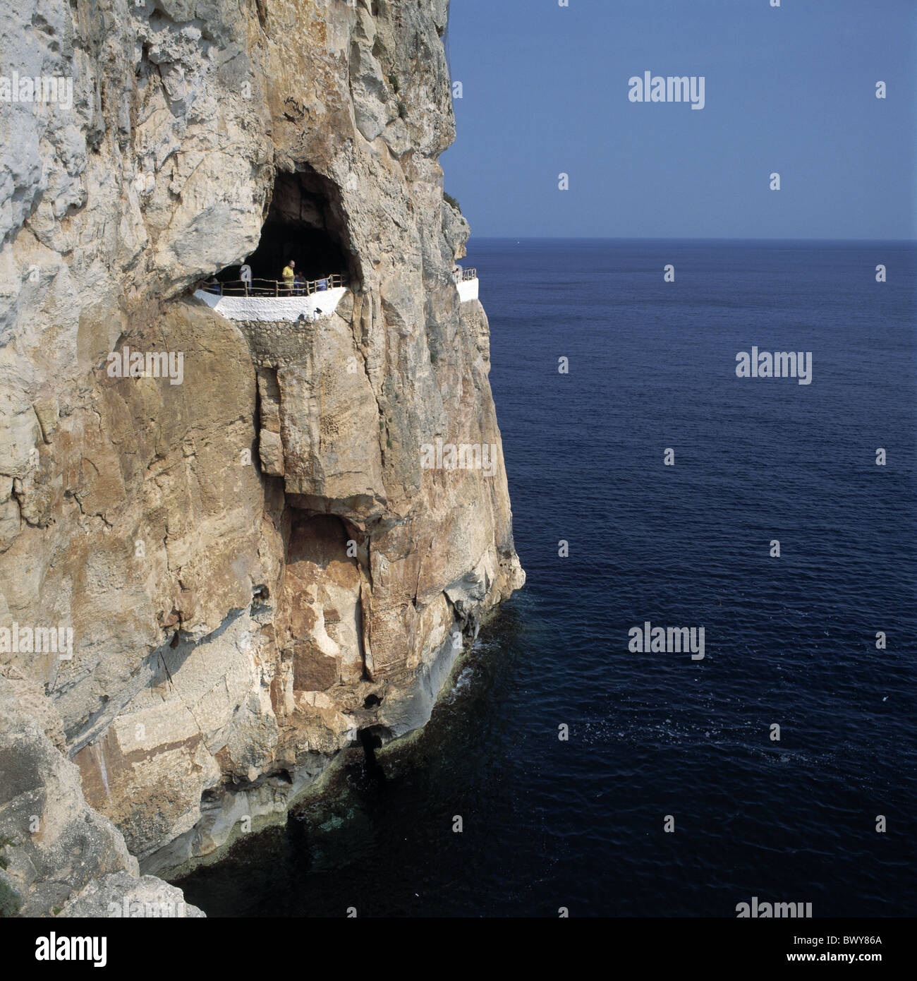 Balearic Islands Cala En Porter Cova d'en Xoroi rock cliff cliff coast ...