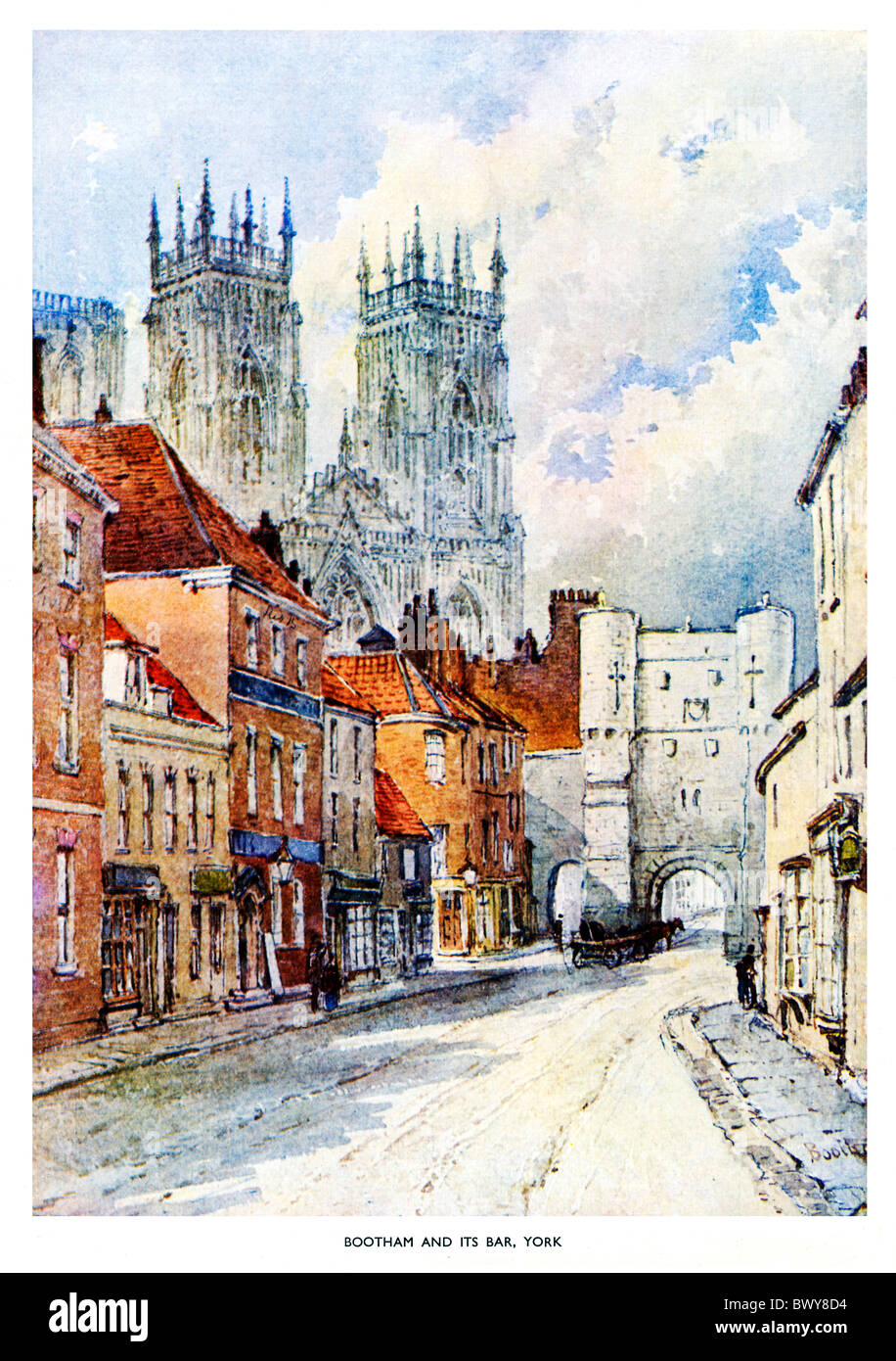 Bootham and its Bar, York, watercolour of the street scene and one of ...