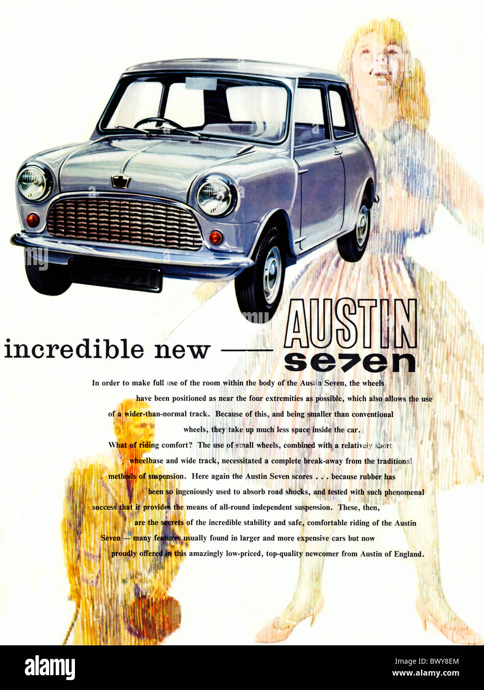 Austin Seven, 1959 brochure page for the new car designed by Sir Alec ...