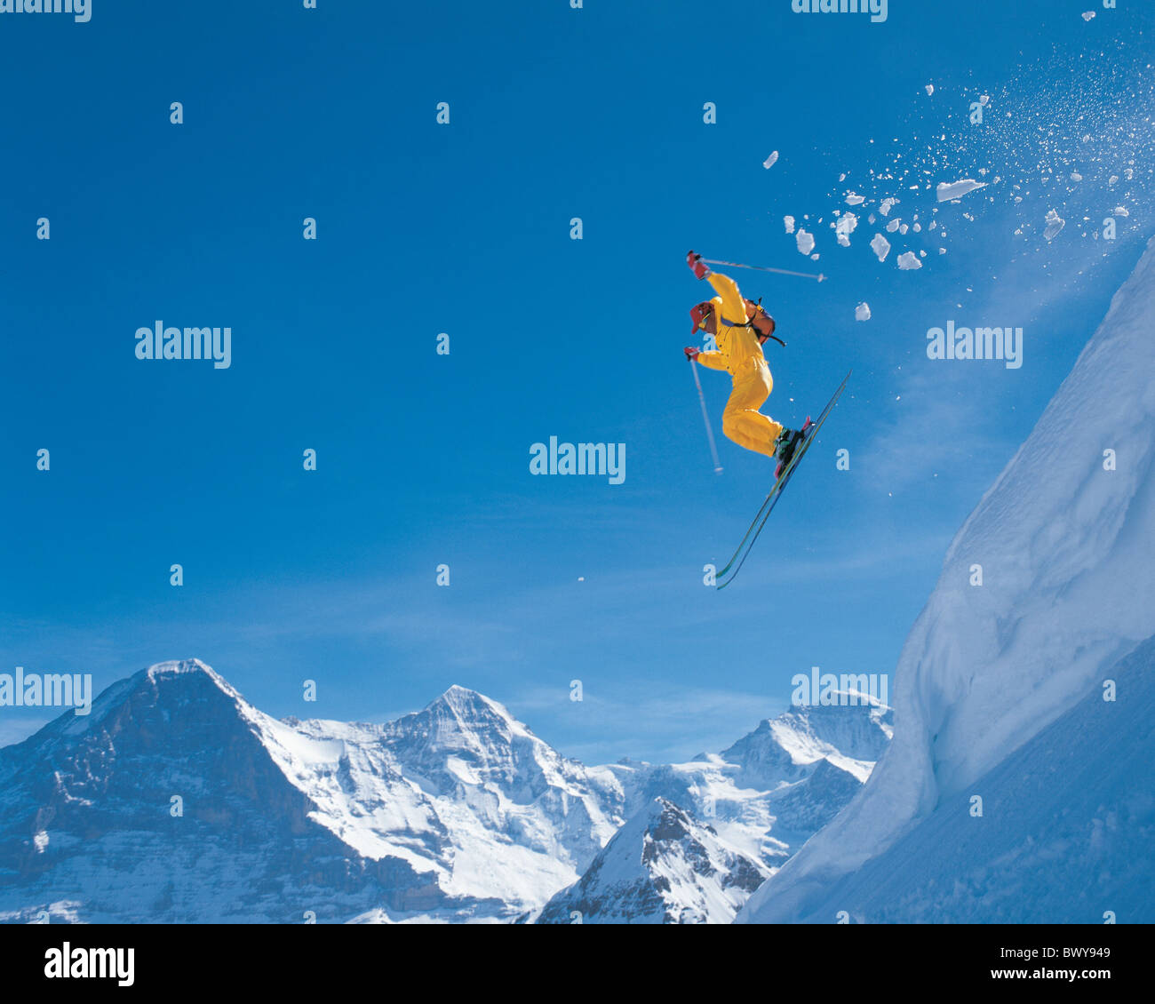 action Berne Canton Bern Eiger extreme inclination jump Jungfrau Monch ...