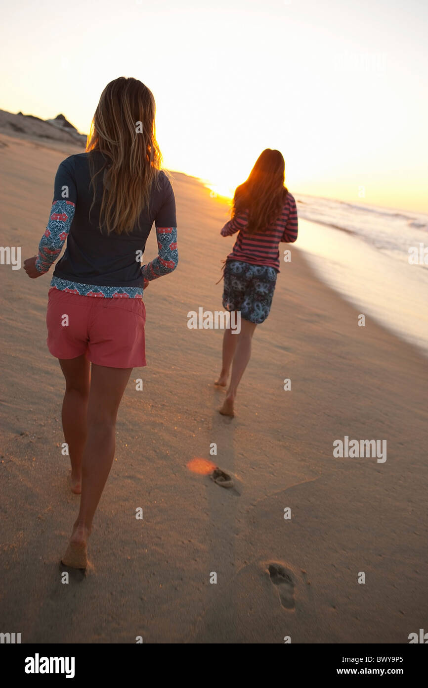Women Running on Beach, Baja California Sur, Mexico Stock Photo - Alamy