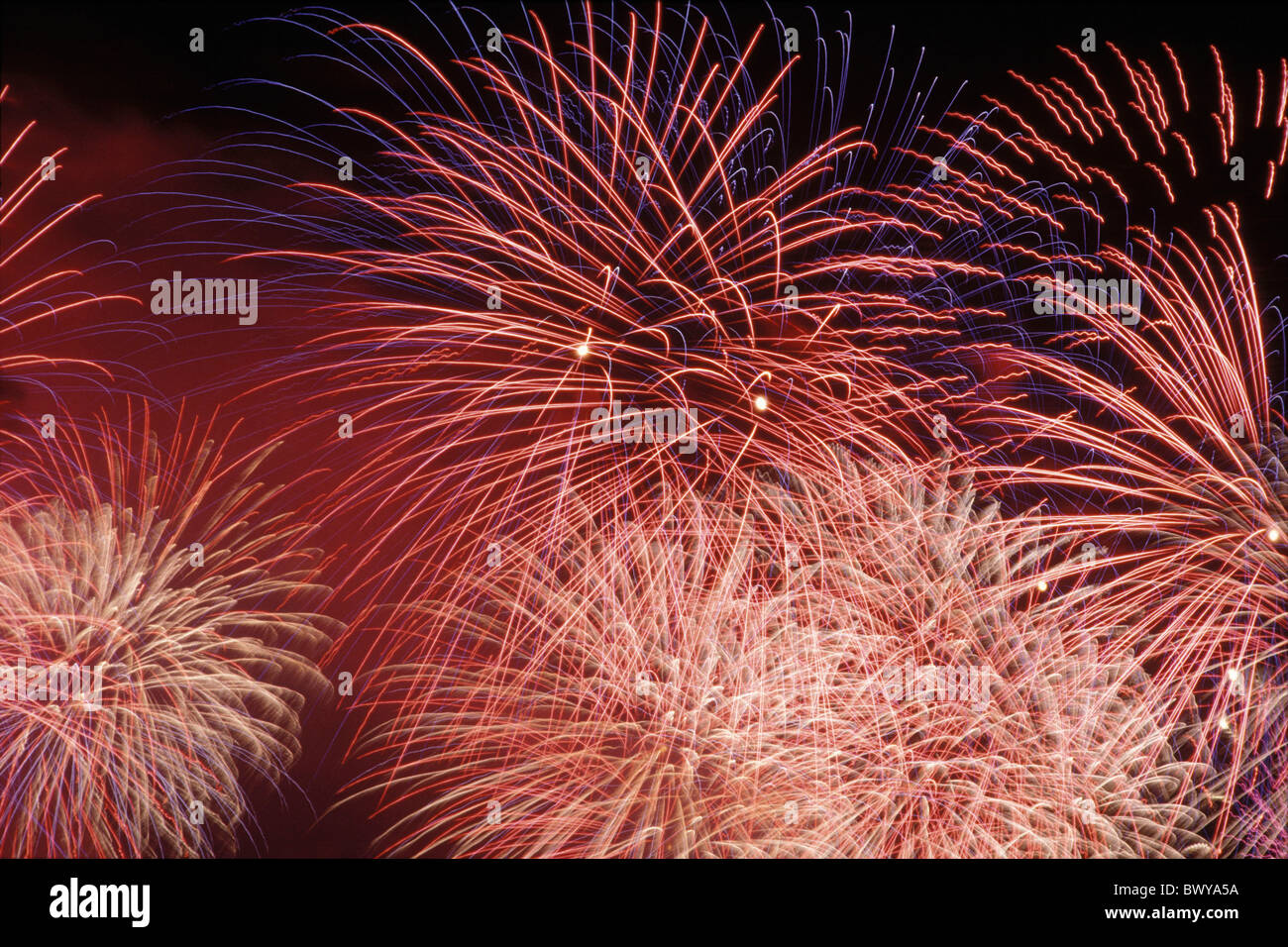 detail fireworks light effect night at night Stock Photo - Alamy