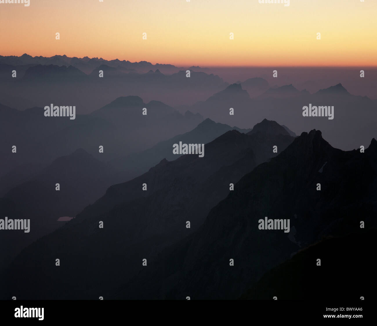 dusk fog sea of fog mood mountains overview scenery landscape ...