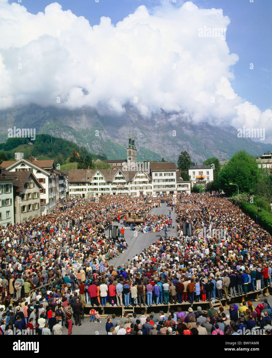 stage Glarus land municipality amount crowd place Switzerland Europe ...